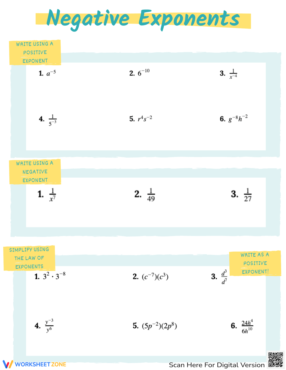 Printable Exponent Worksheets 6th Grade Exponents Worksheets