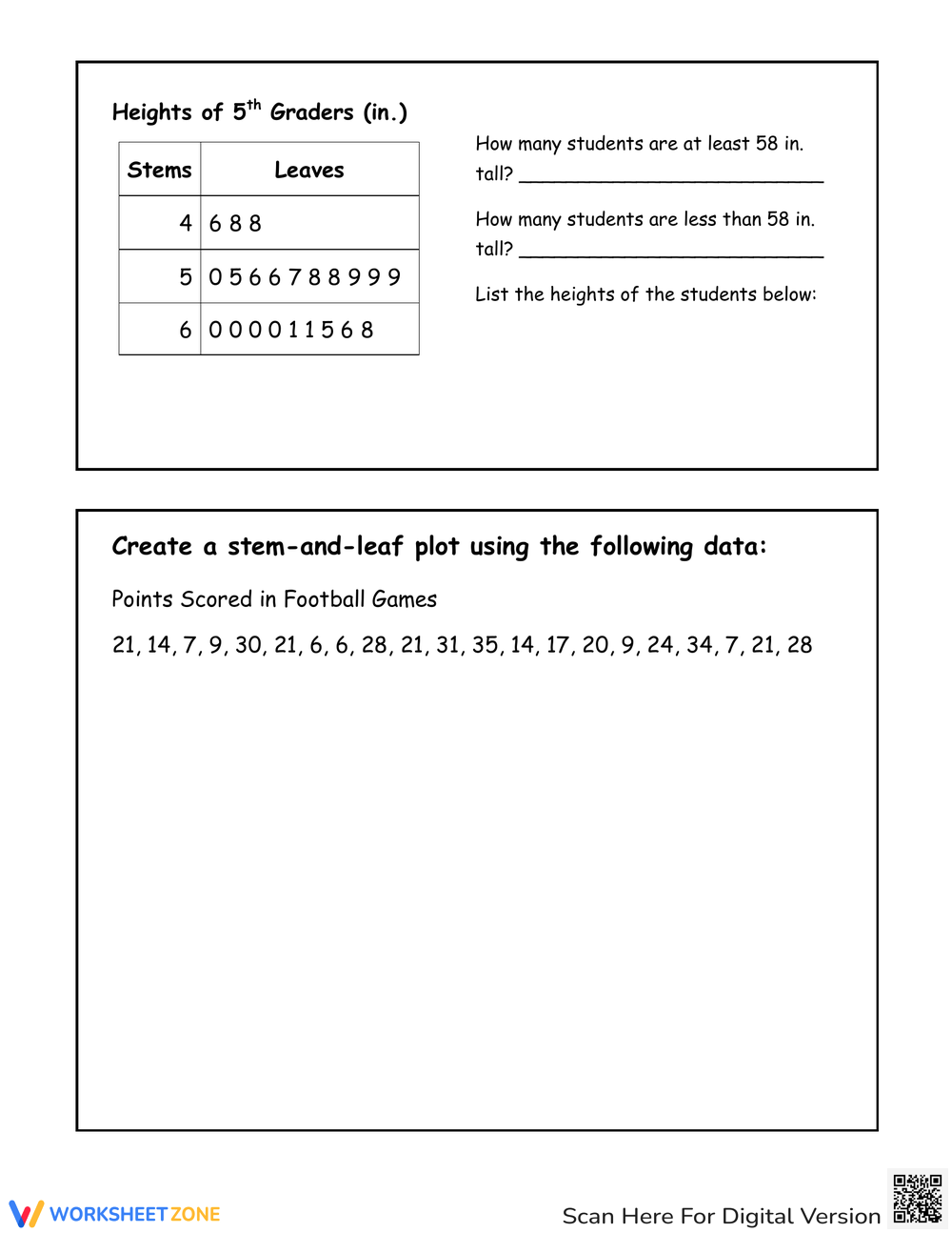Stem And Leaf Plot Worksheets 5th Grade Free 5th Grade Math
