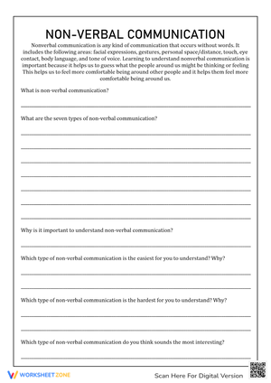 Understanding Nonverbal Communication: Activities Worksheets
