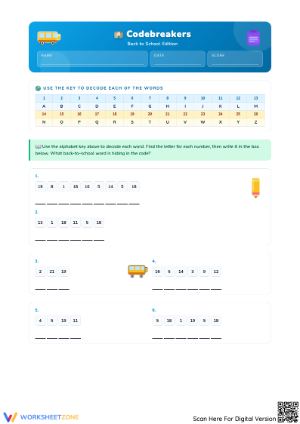 Back to School Codebreakers Worksheet