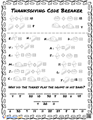 Cracking Codes with Thanksgiving Math Worksheets