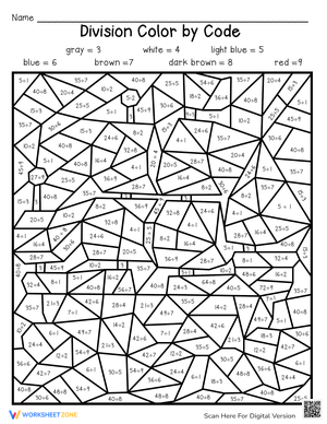 Thanksgiving Division Color By Code | Essential Grade 3-5 Worksheets