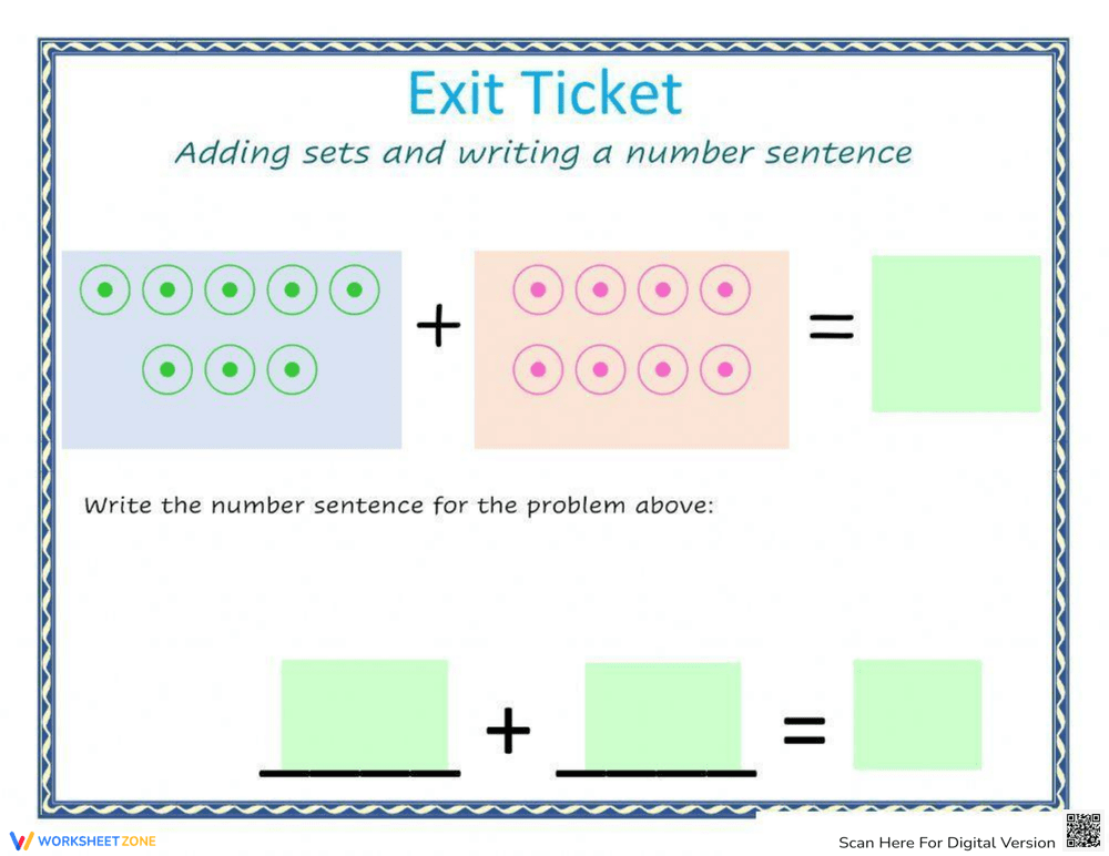 Exit Ticket For Addition With Number Sentences Worksheet
