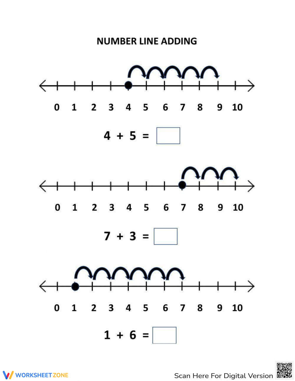 Number Line Adding Worksheet Worksheet