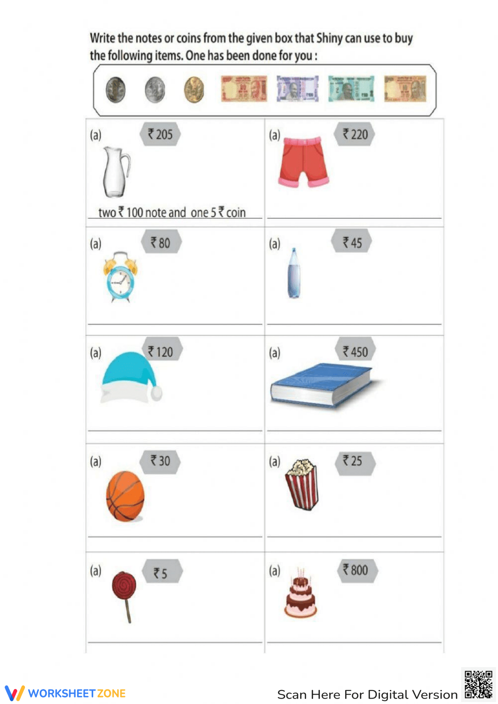 Money Math: 2 Parts Addition Worksheet