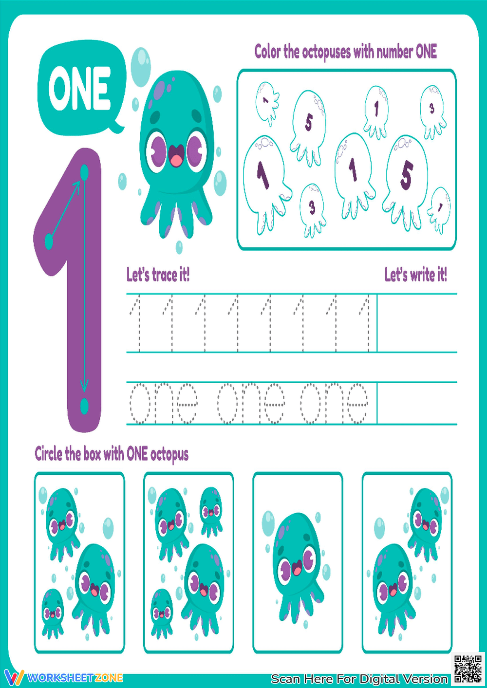 One Worksheet-Coloring And Tracing Worksheet