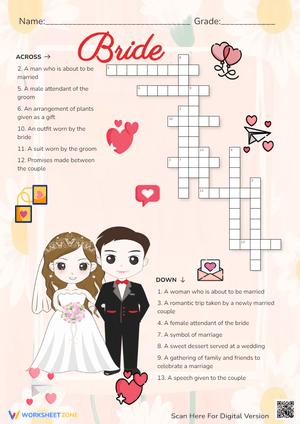 Wedding Crossword Puzzle Clues