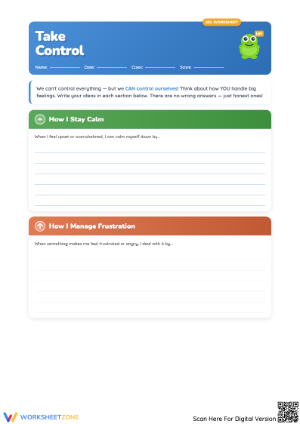 Grade 4 Self-Control — Printable No-Prep Worksheet