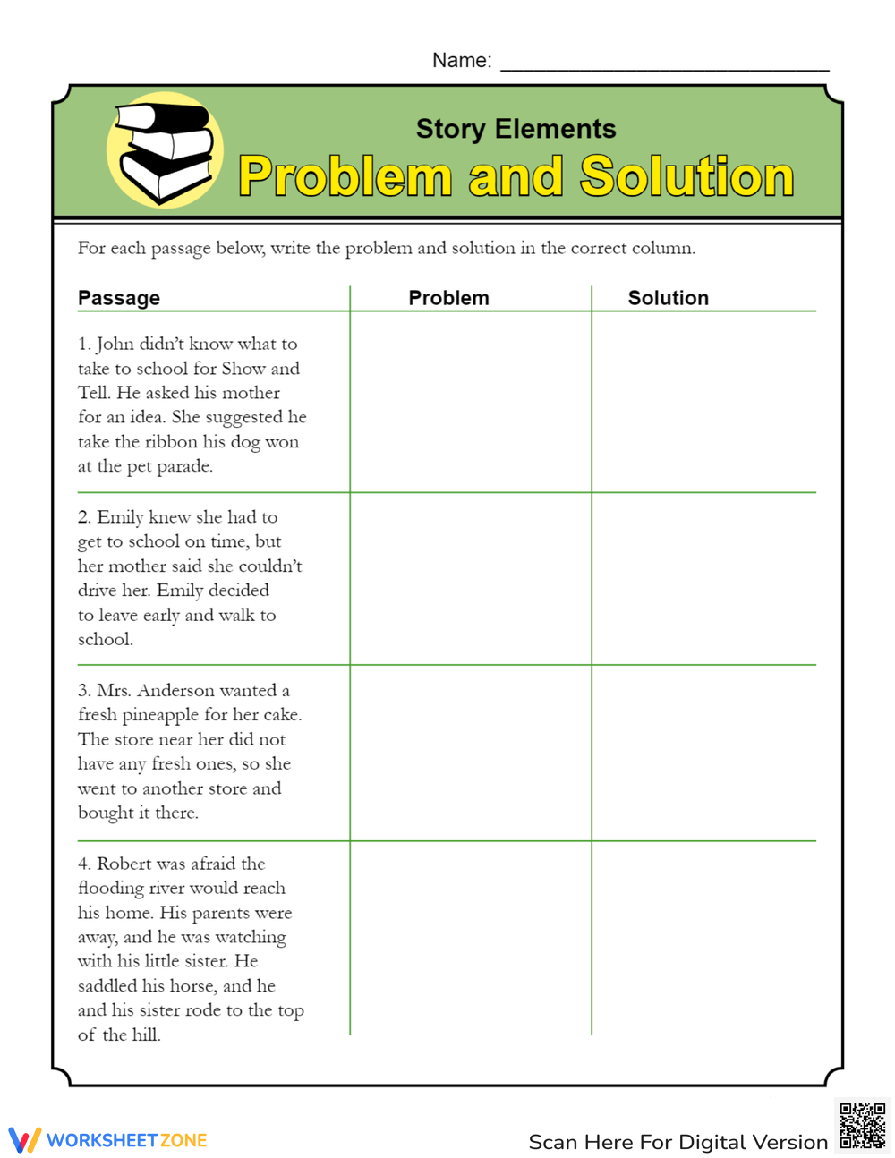 Problem And Solution Worksheets 4th Grade
