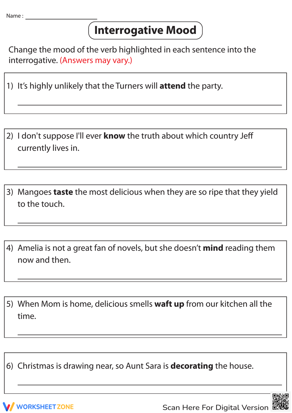 Interrogative Mood Verb Moods Indicative, Interrogative, And