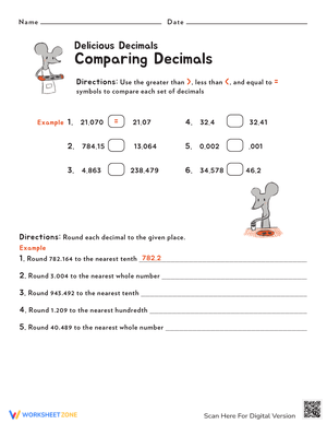 Comparing and Rounding Decimals Worksheet