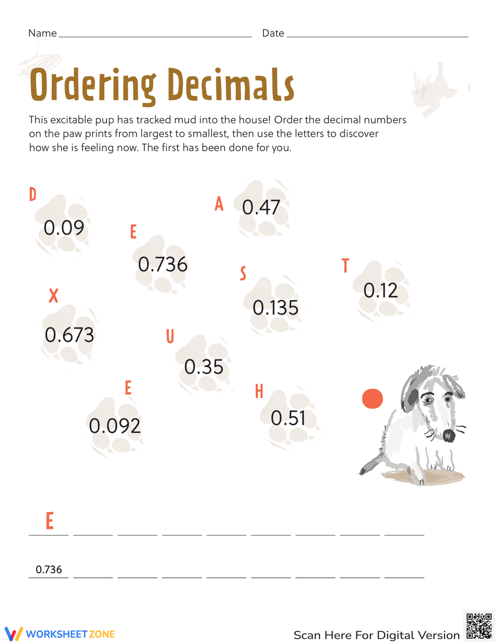 Ordering Decimal Numbers Worksheets