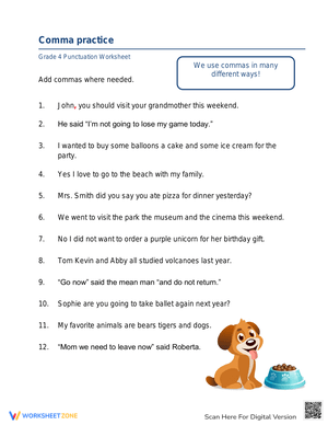 Sixth Grade Punctuation Worksheets