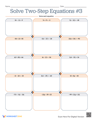 Two-Step Equations: A Practice Guide! Worksheets