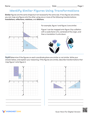 Identify Similar Figures Using Transformations Worksheets