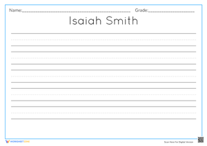 Name Writing Worksheet: Isaiah Smith Worksheet