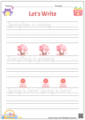 Spring Writing Practice Worksheet | Grade 1 Essential