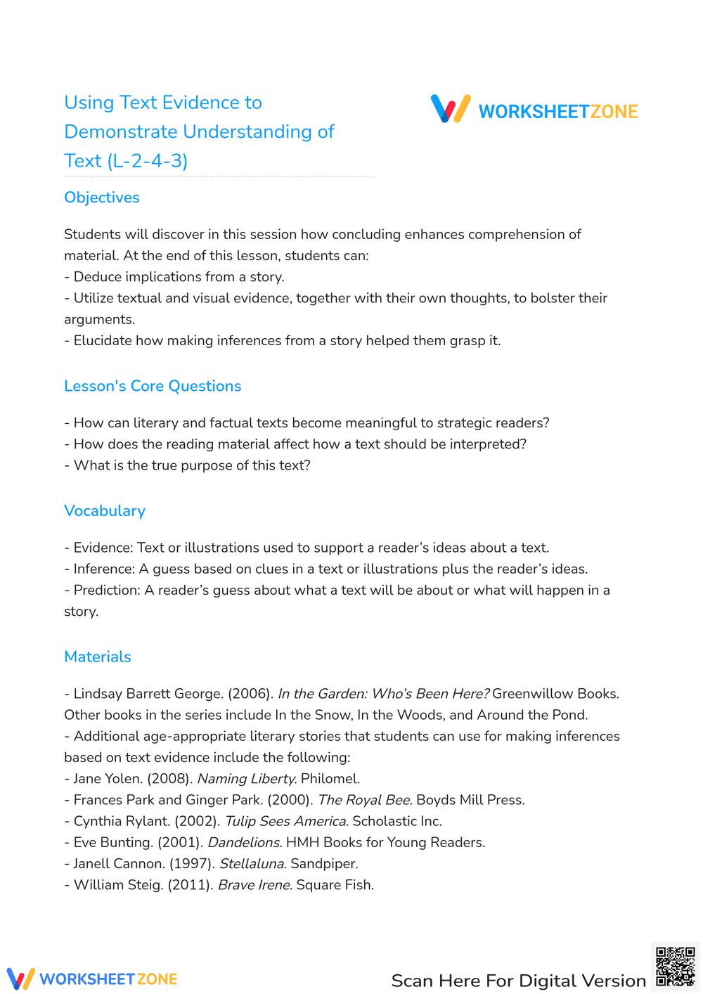 Using Text Evidence To Demonstrate Understanding Of Text (L-2-4-3 ...