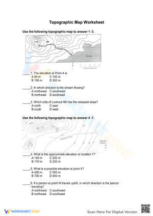 Topographic Map Worksheet