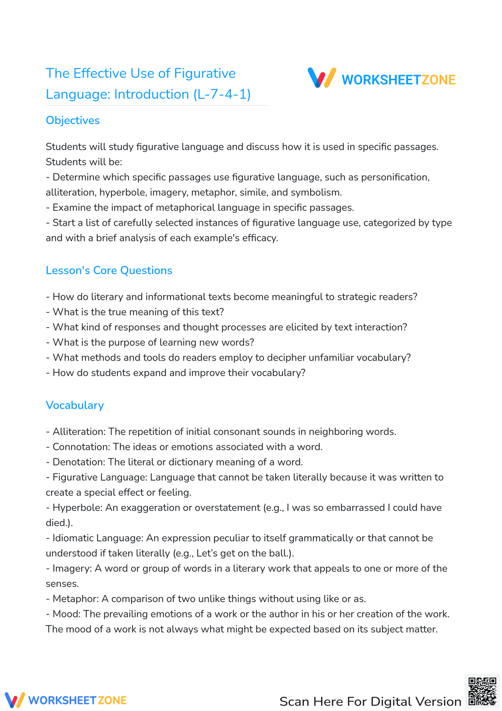 The Effective Use Of Figurative Language: Introduction (L-7-4-1) Lesson ...