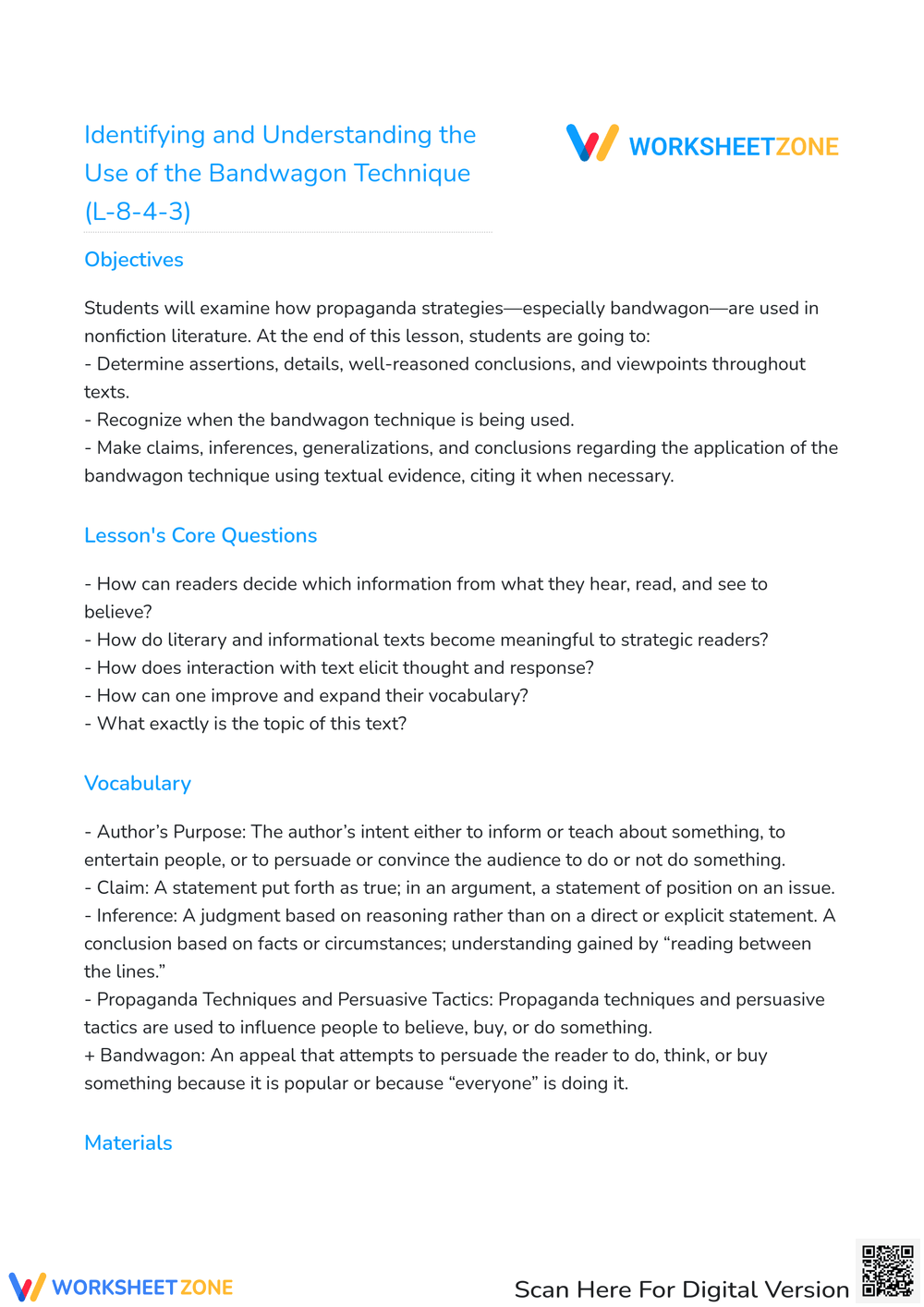 Identifying And Understanding The Use Of The Bandwagon Technique (L-8-4 ...