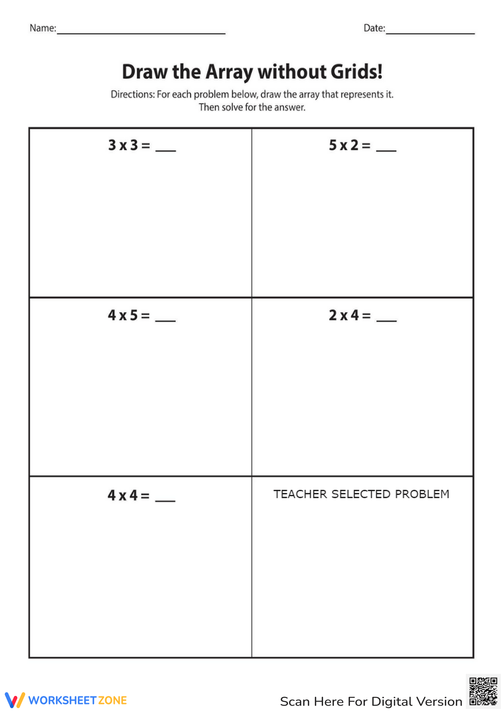 Drawing Arrays Without Grids Worksheet Drawing Arrays Without Grids Worksheet