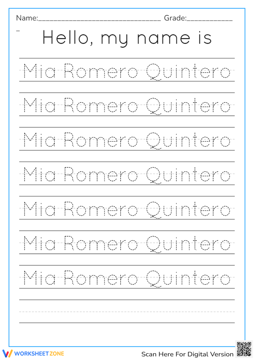 Mia Name Practice Worksheet