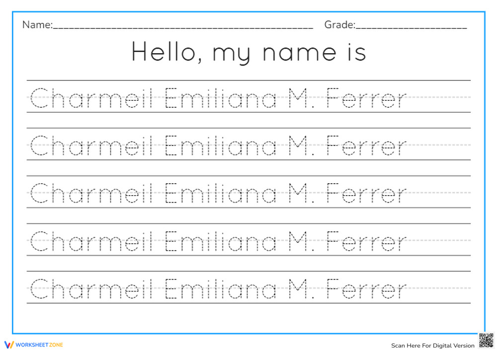 Tracing Name Worksheet