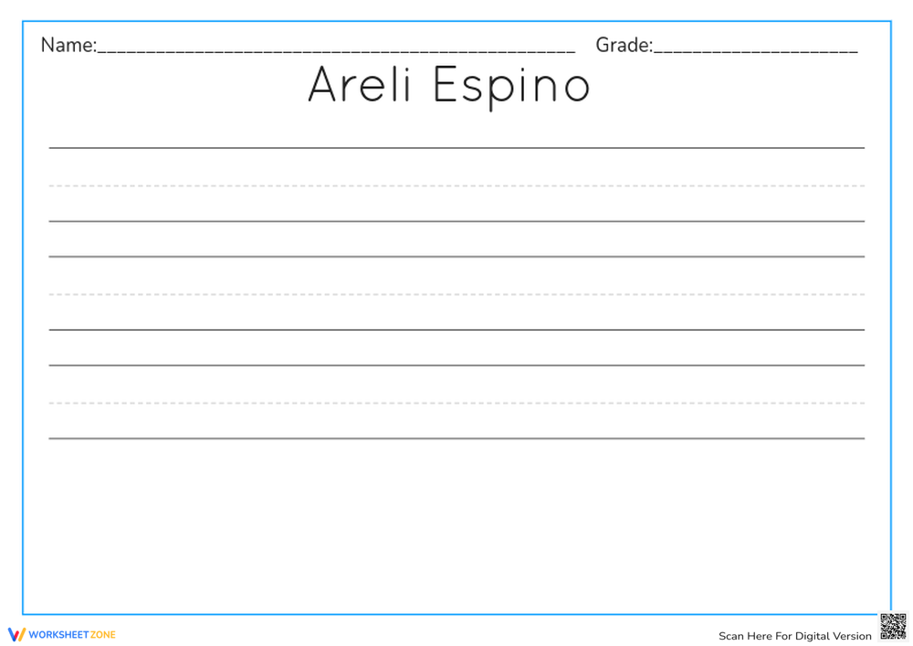 Name Tracing Practice Sheet 1 Worksheet
