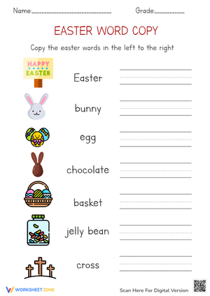 Easter Word Writing Worksheet