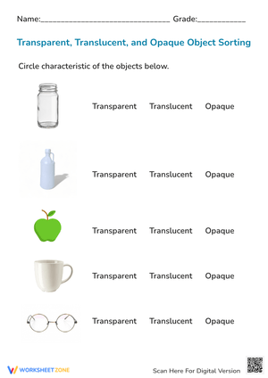 Essential Light Properties Worksheet | Grades 3-5