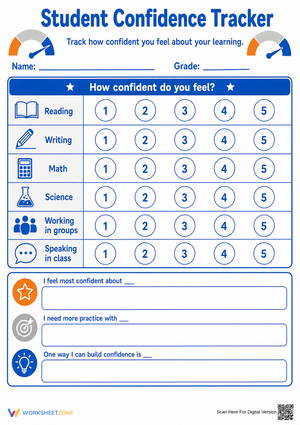 Printable Student Confidence Tracker | Grade 4 SEL Worksheets