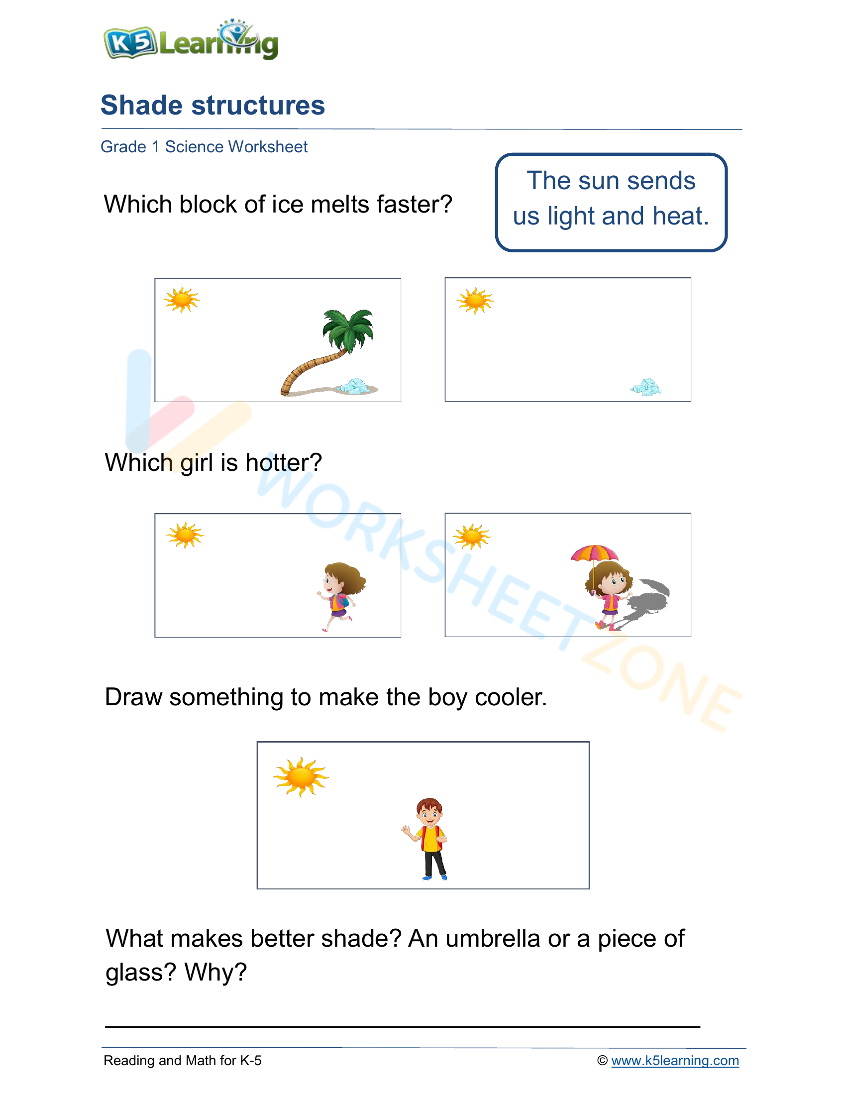 Sunshine and melting 1 | Worksheet Zone