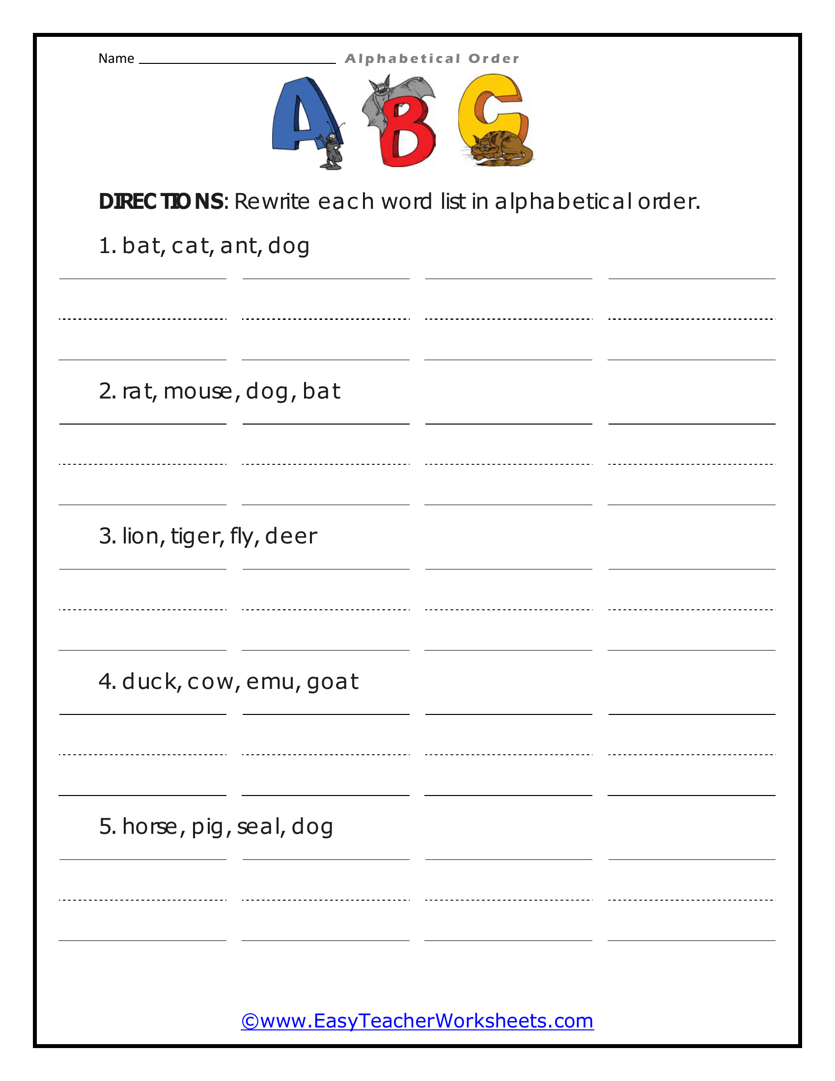 The ABCs | Worksheet Zone
