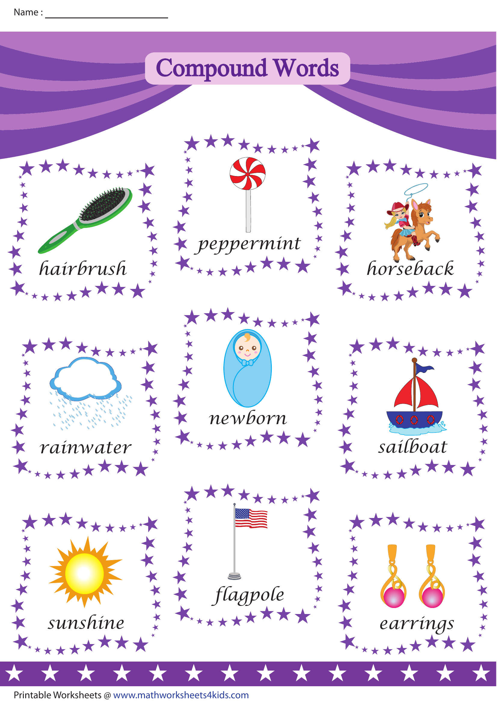 Compound Words Chart | Worksheet Zone