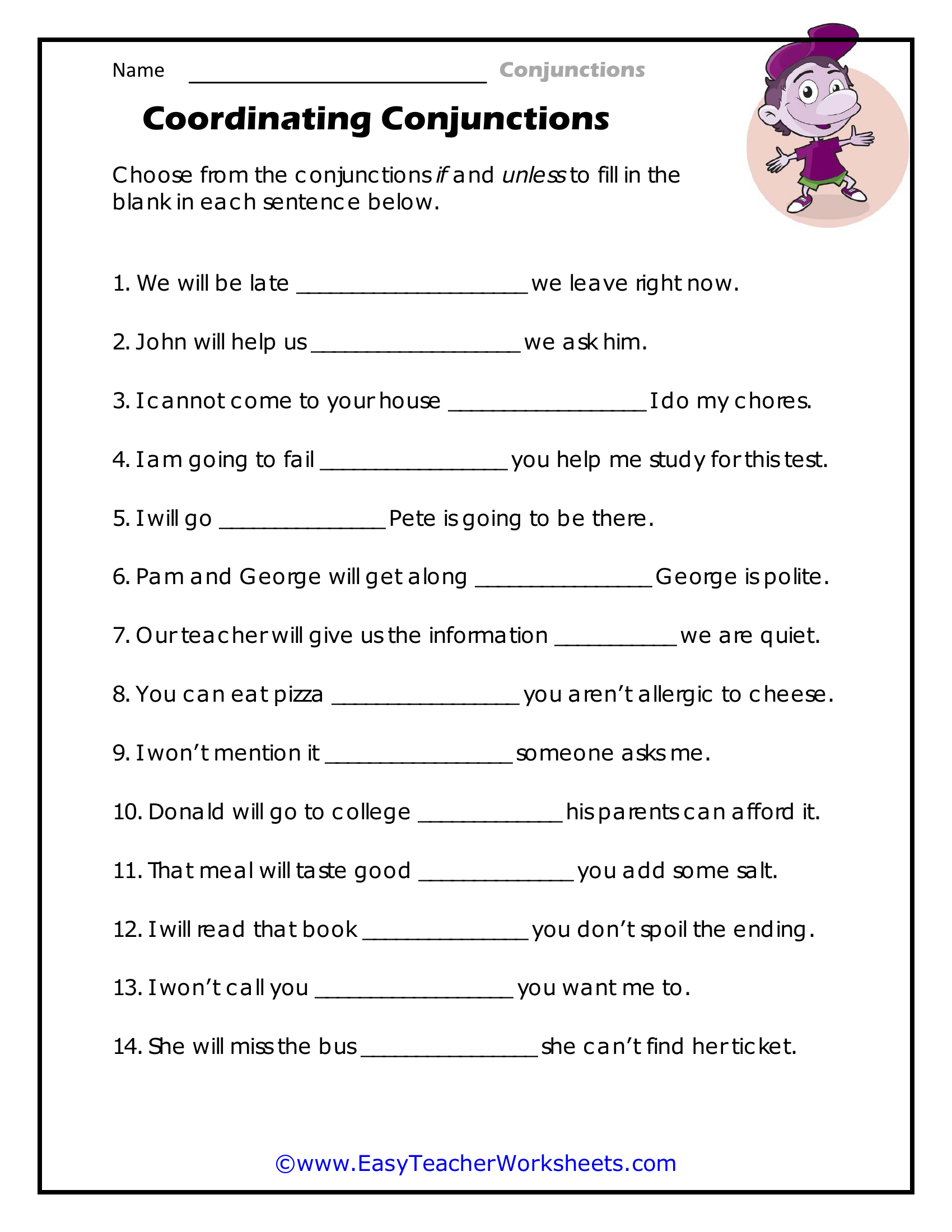 Coordinating Word Parts | Worksheet Zone