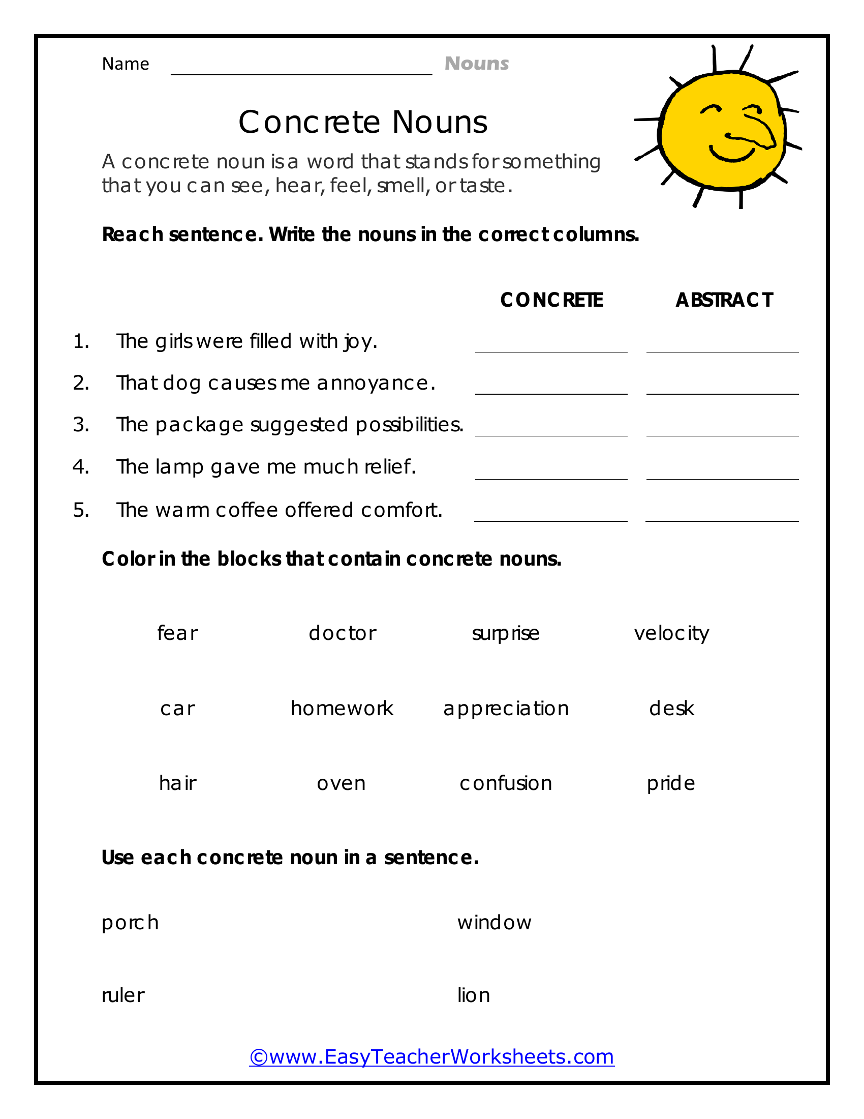 Concrete Like A Rock | Worksheet Zone