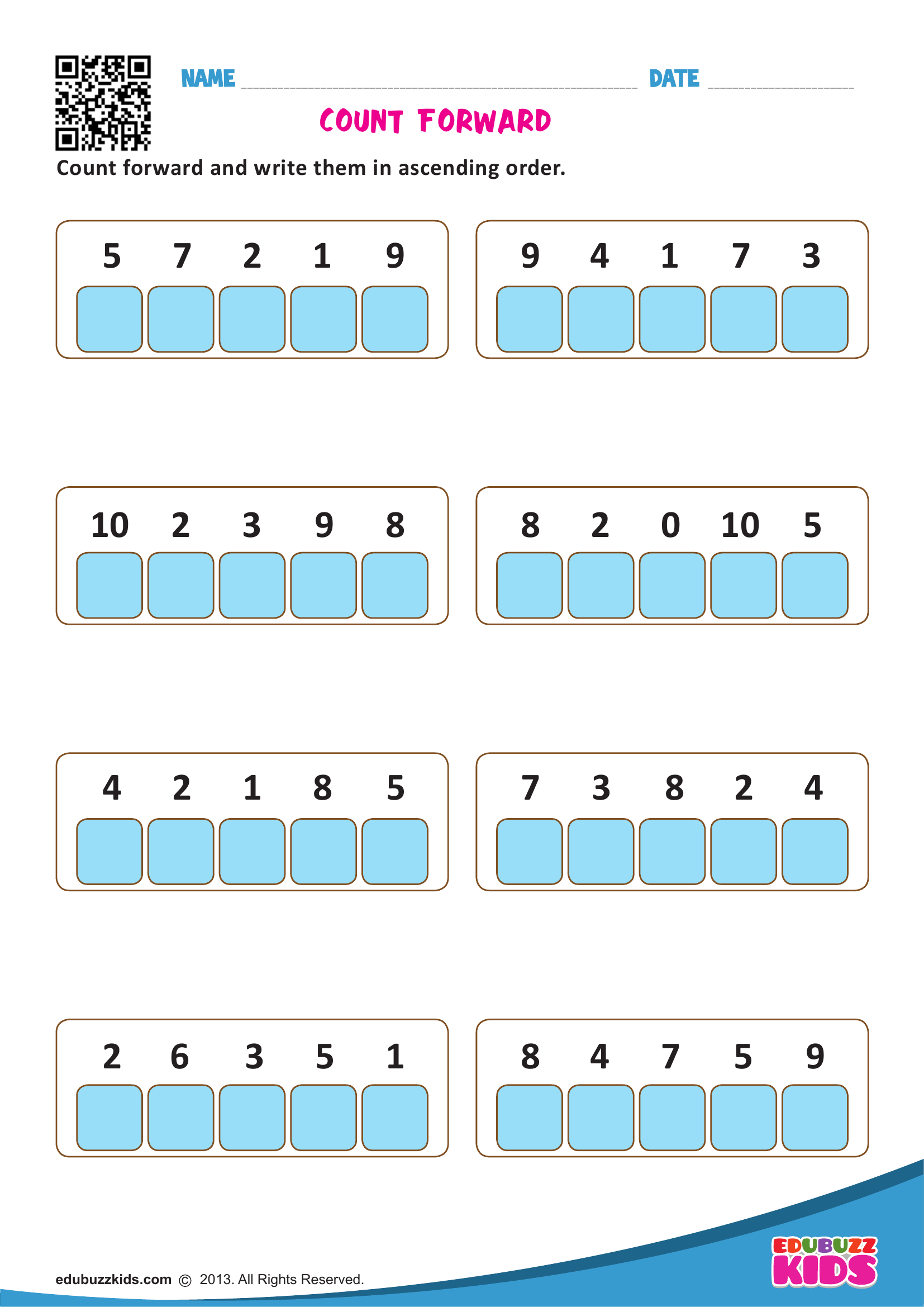 Count backward and forward from 1-10 | Worksheet Zone