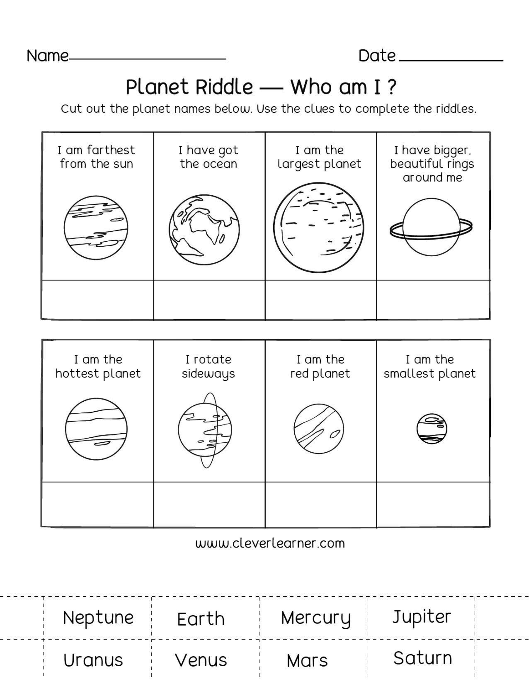 Funny riddle about planets | Worksheet Zone