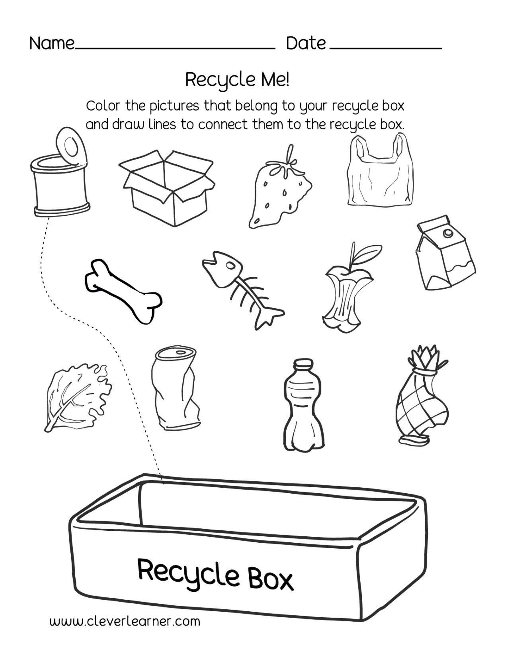 Recycle me! | Worksheet Zone