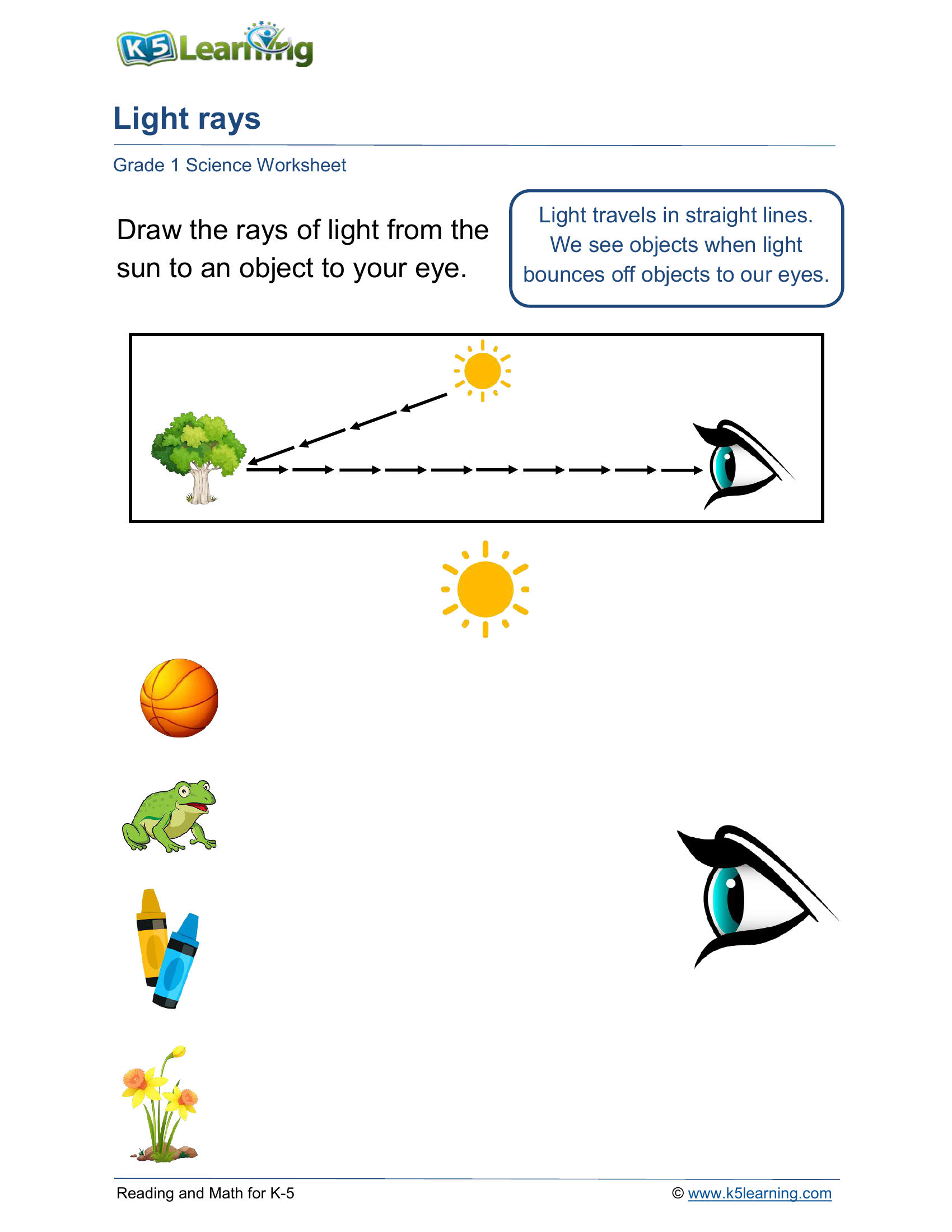 Light rays 1 | Worksheet Zone