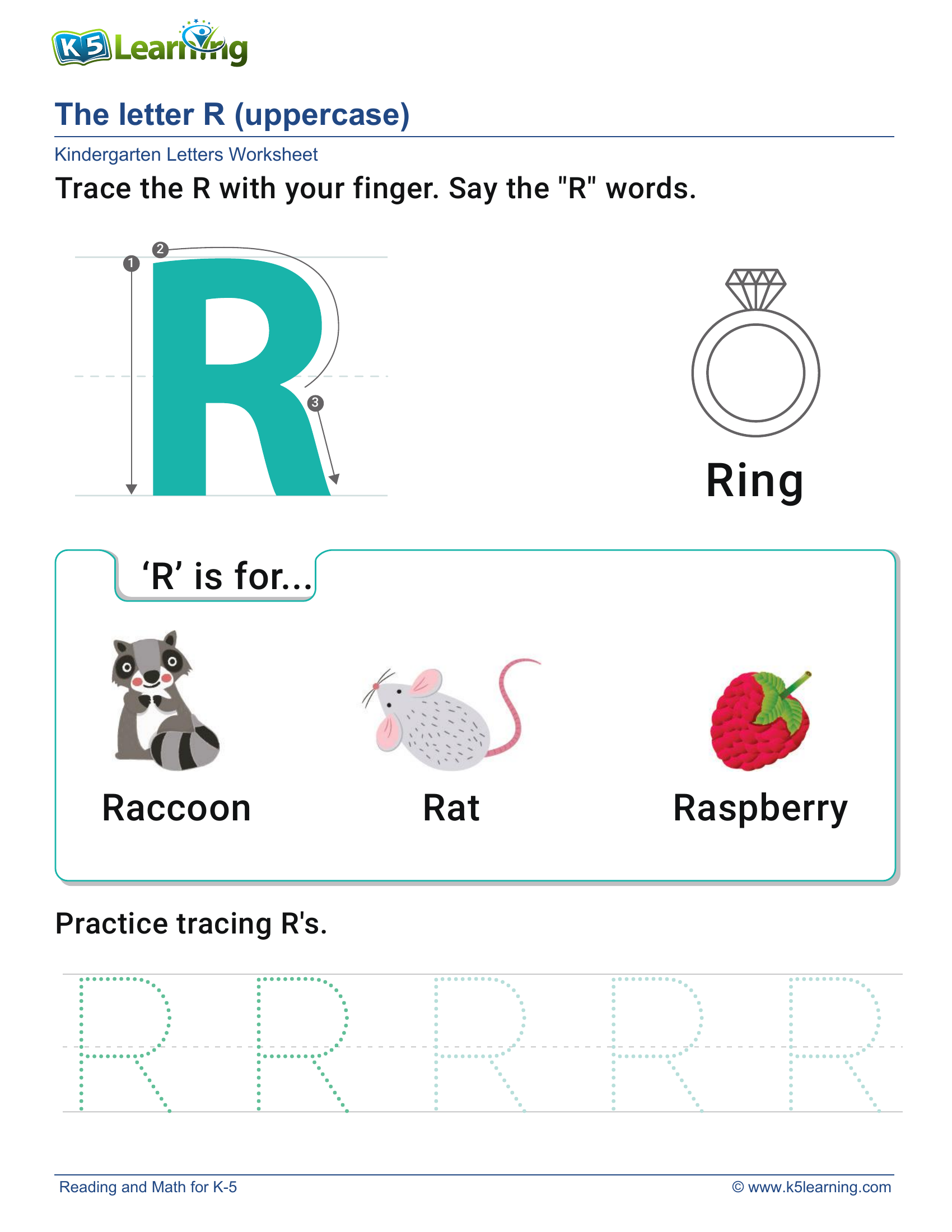 Uppercase Letter R | Worksheet Zone
