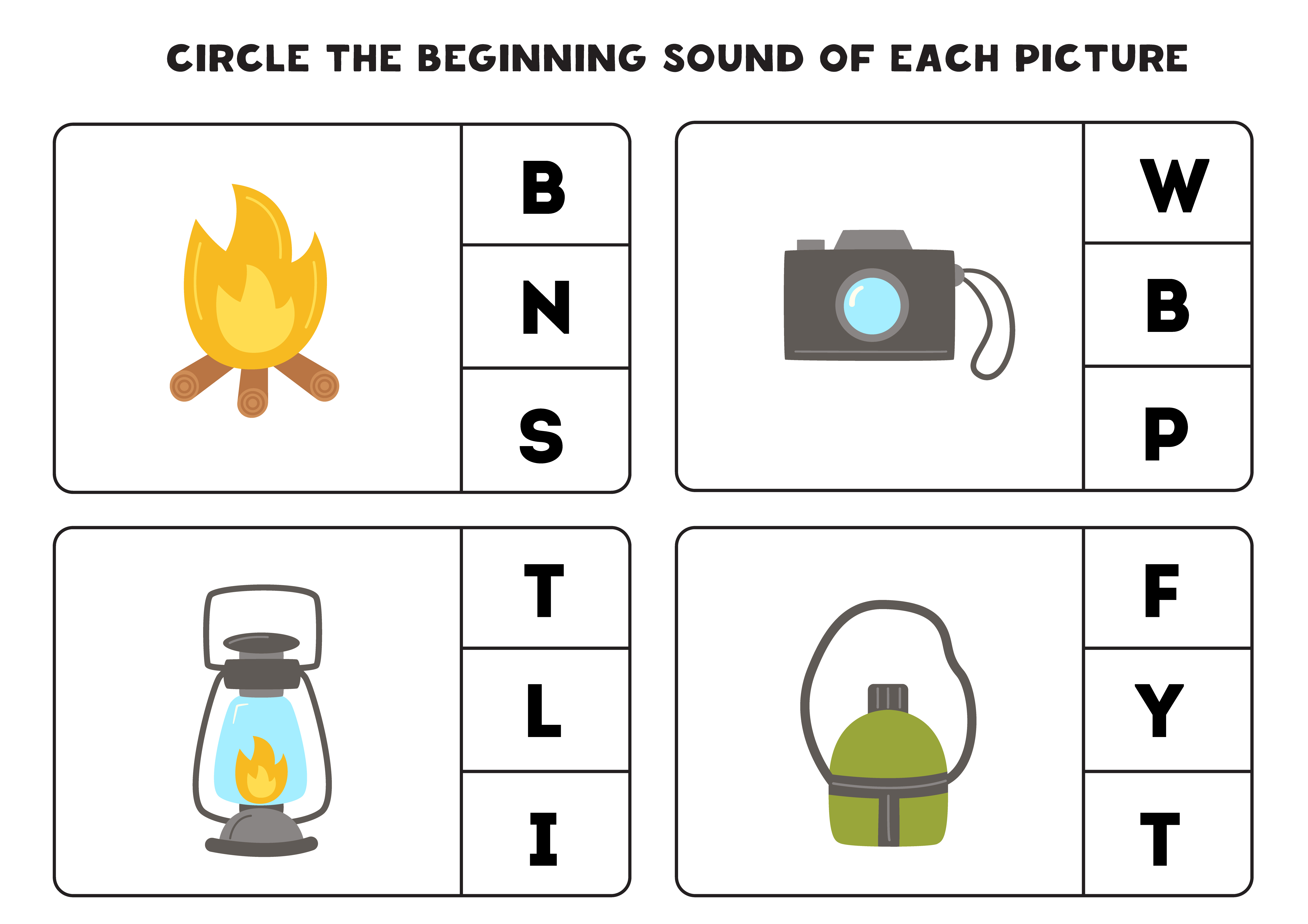 Circle the beginning sounds 19 | Worksheet Zone