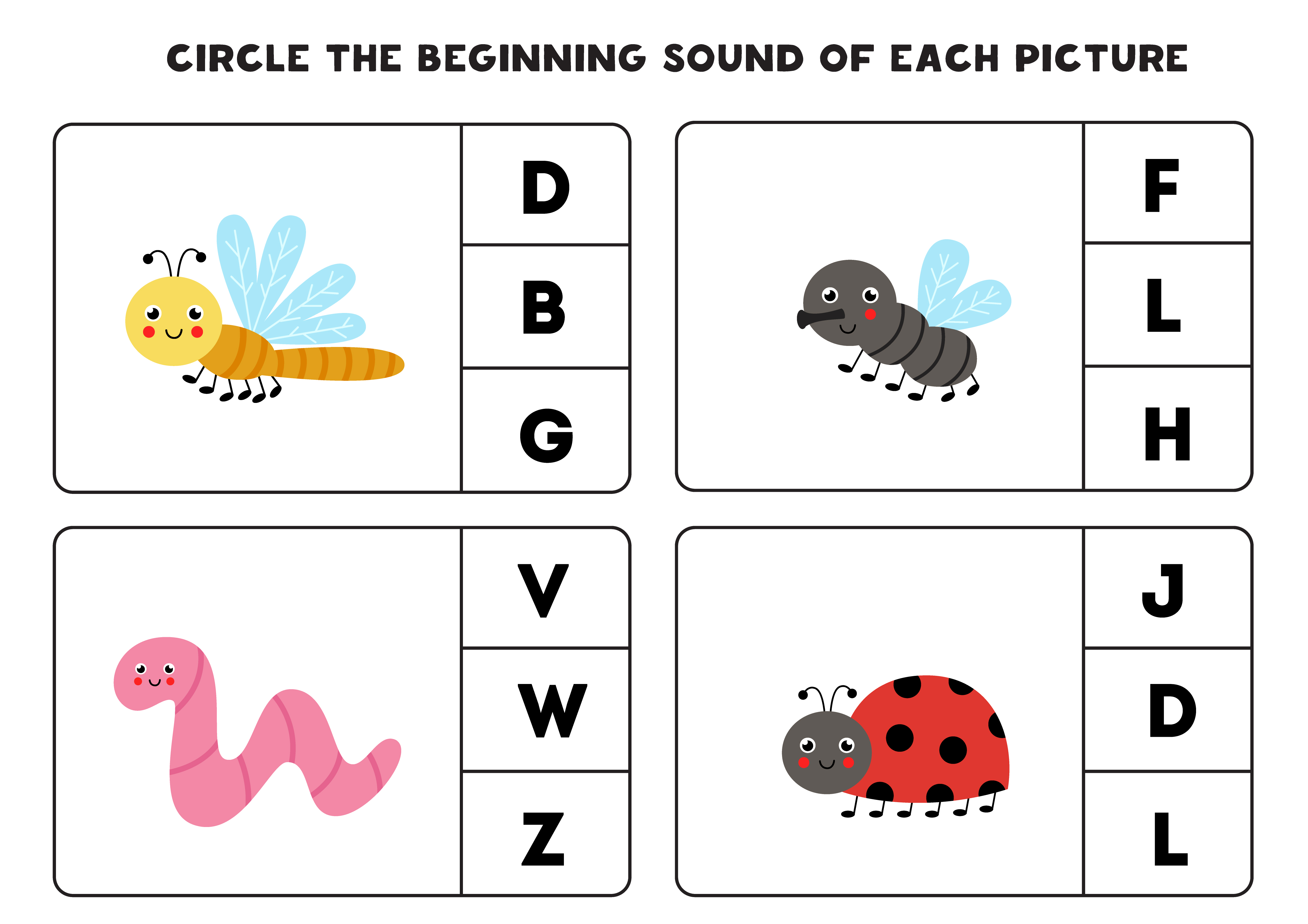 Circle the beginning sounds 22 | Worksheet Zone
