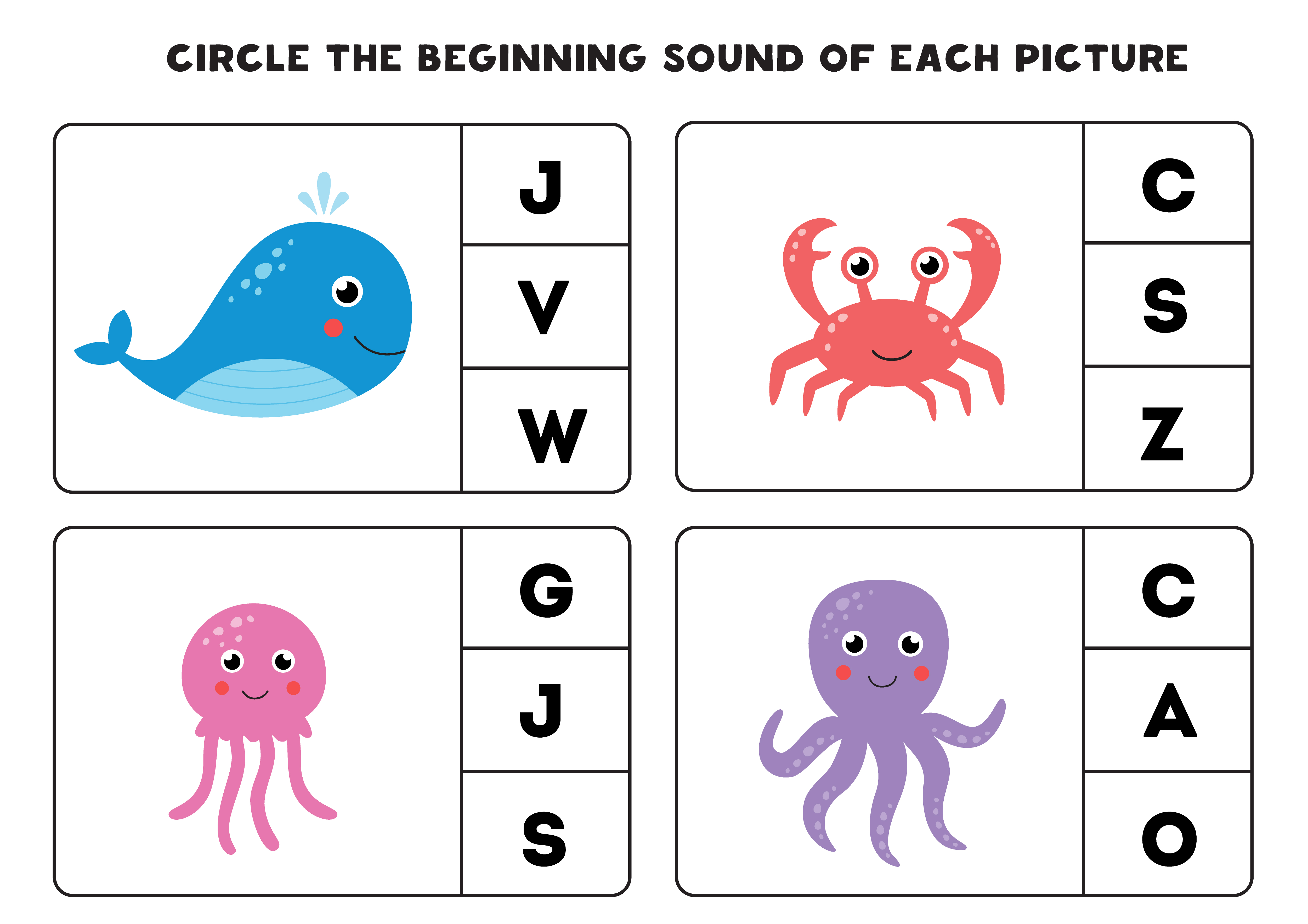 Circle the beginning sounds 27 | Worksheet Zone