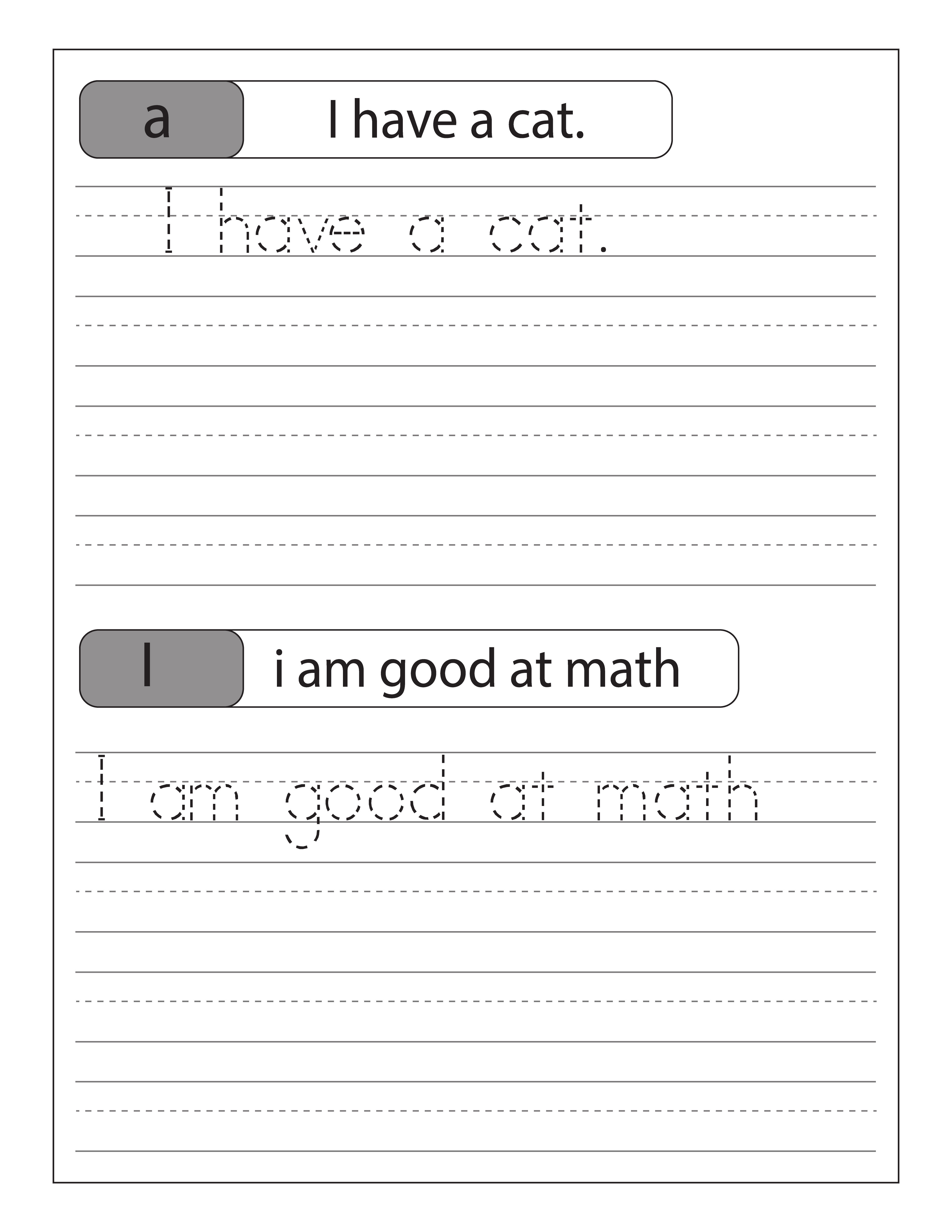 Tracing sentences 1 | Worksheet Zone