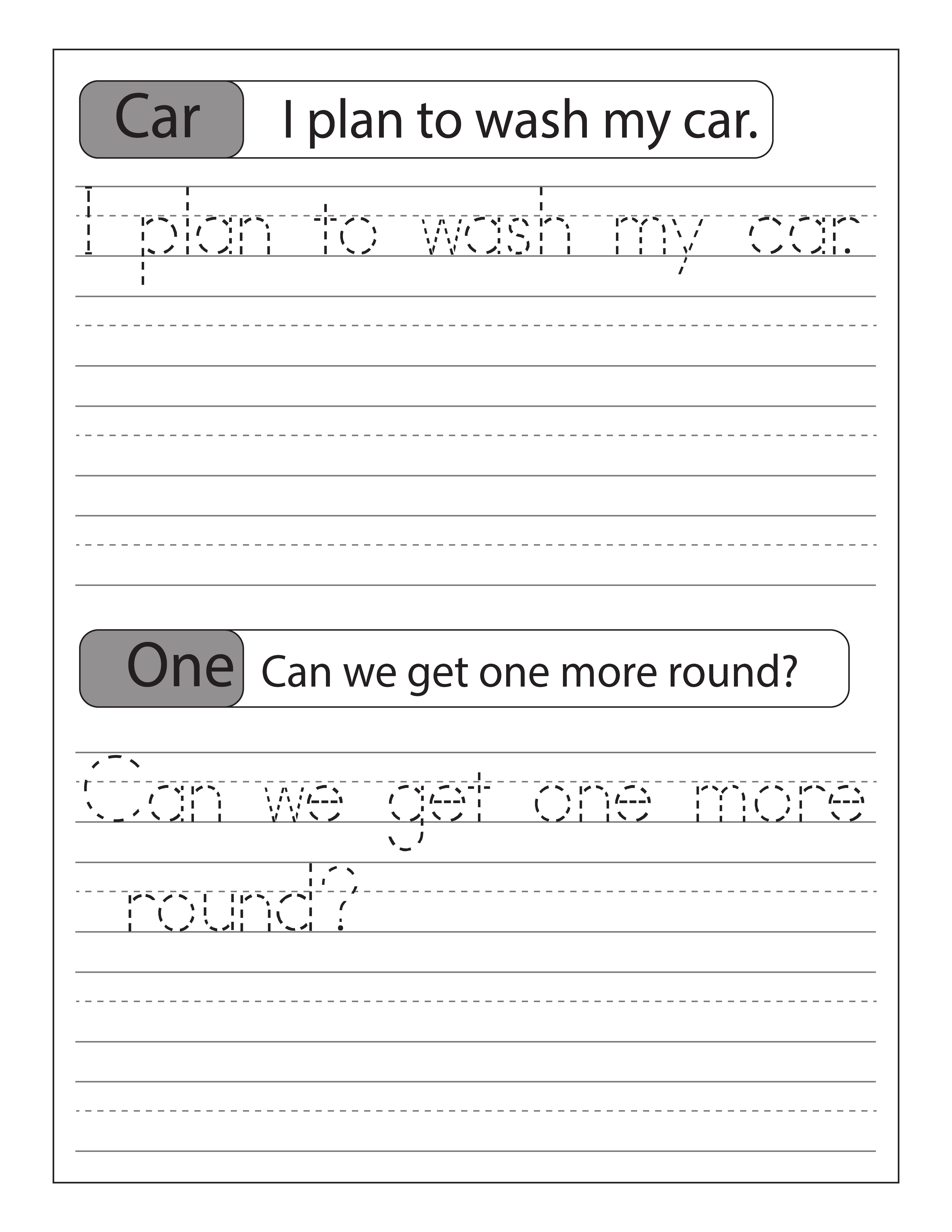 Tracing sentences 4 | Worksheet Zone