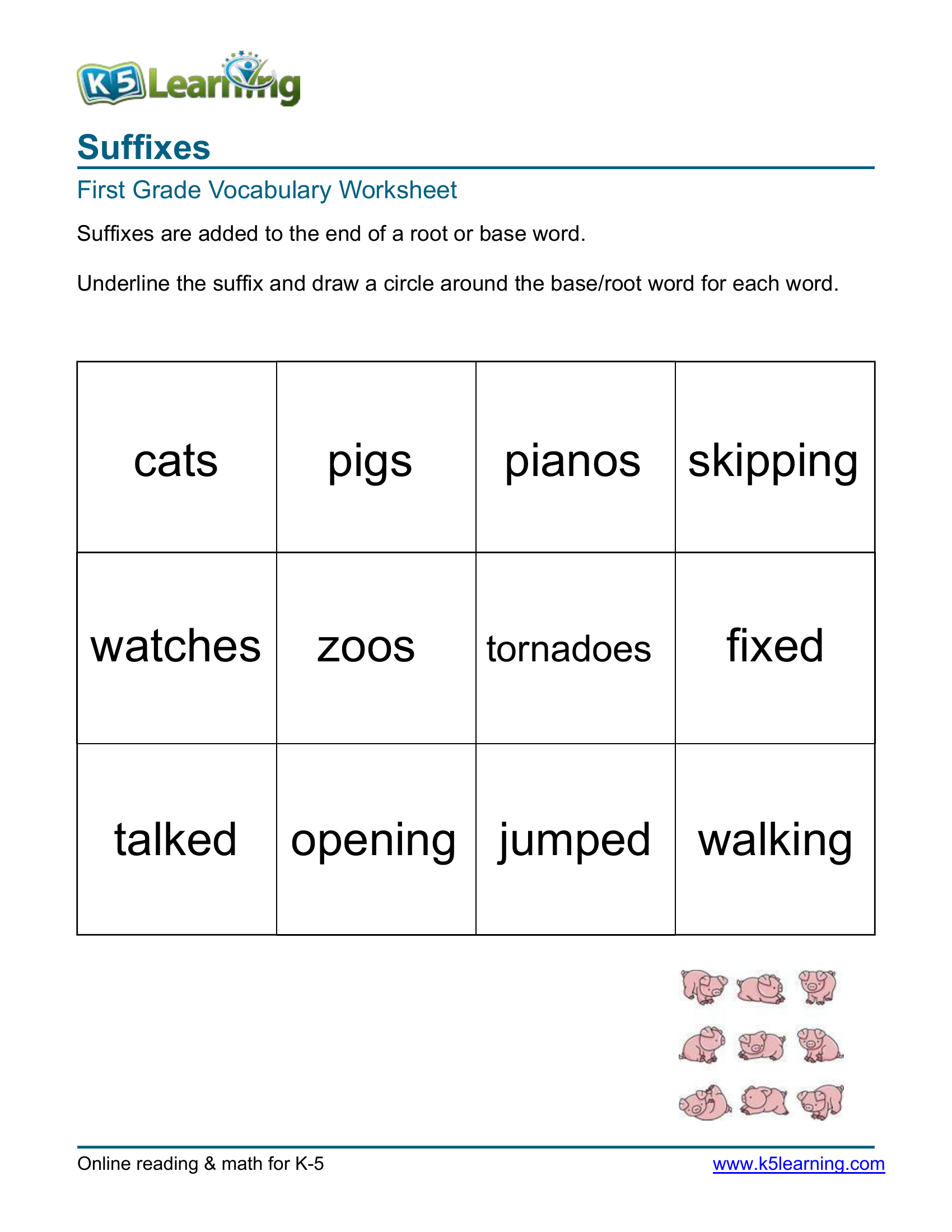 Suffixes 6 | Worksheet Zone