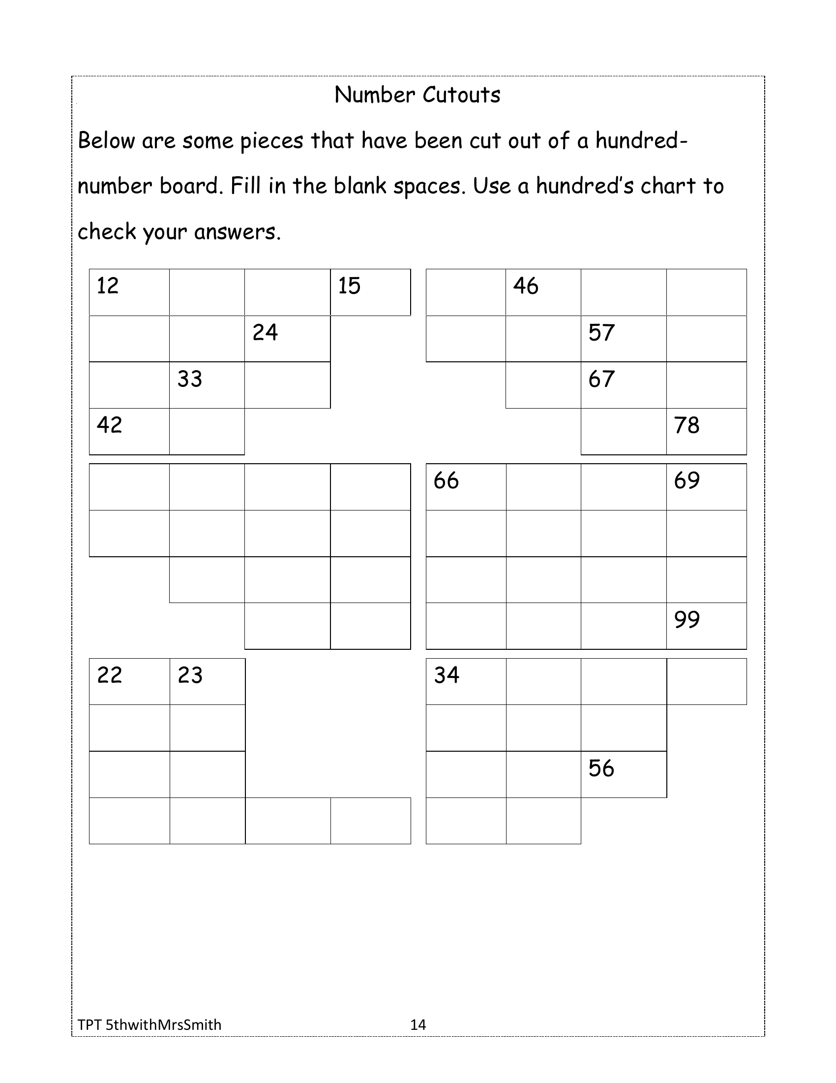 Number Cutouts | Worksheet Zone
