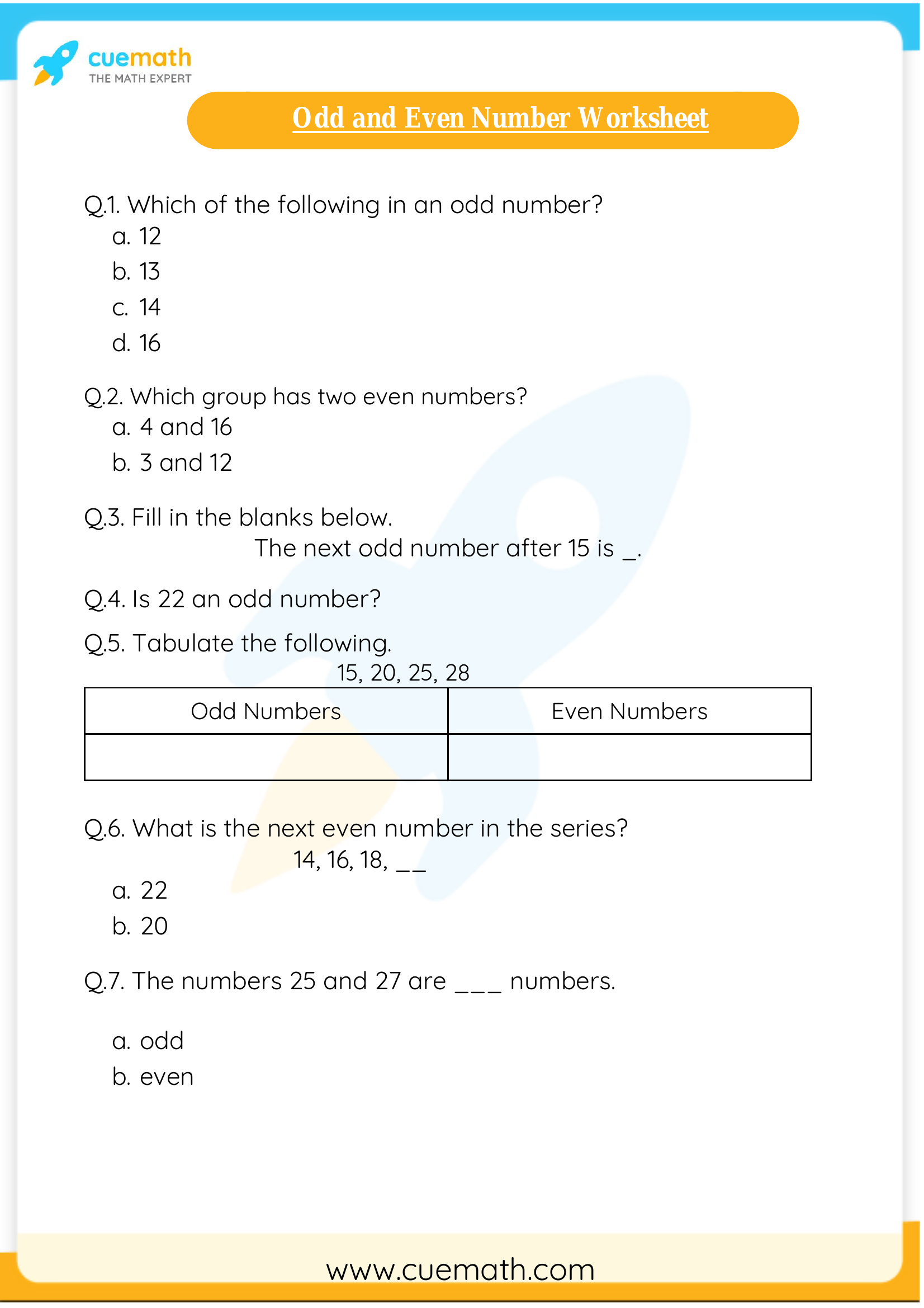 Odd and Even numbers 2 | Worksheet Zone